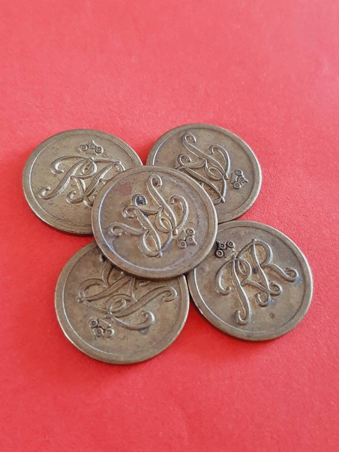 Vintage Tiny Brass Monogram Tokens, RR Tokens, Coins RR, Group Old Monogram Tokens - Etsy