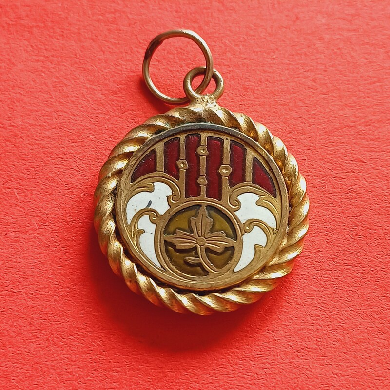 Antique Brass Enamel Charm - Etsy