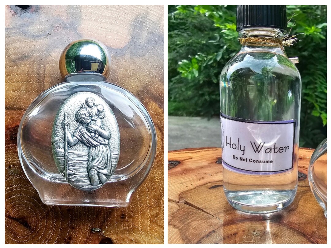 Holy Water Blessed by a Catholic Priest and Saint Christopher Holy ...