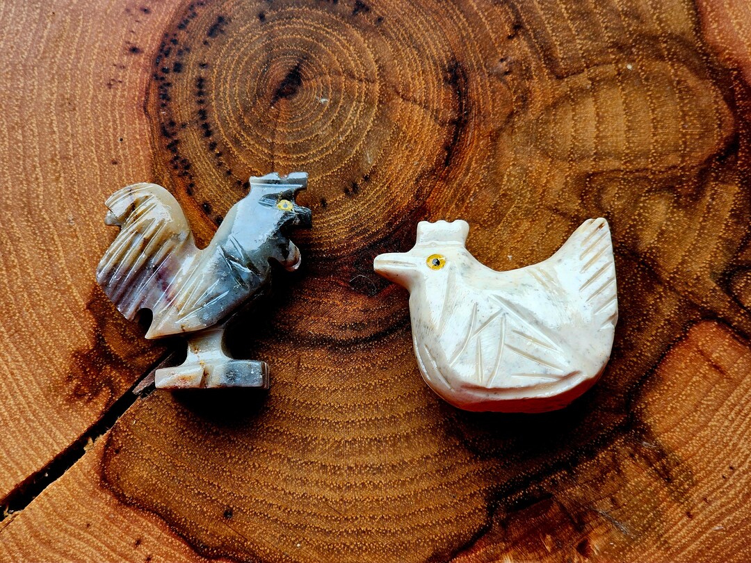 Rooster & Hen Spirit Animals Small Carved Agate Stone Statues - Etsy