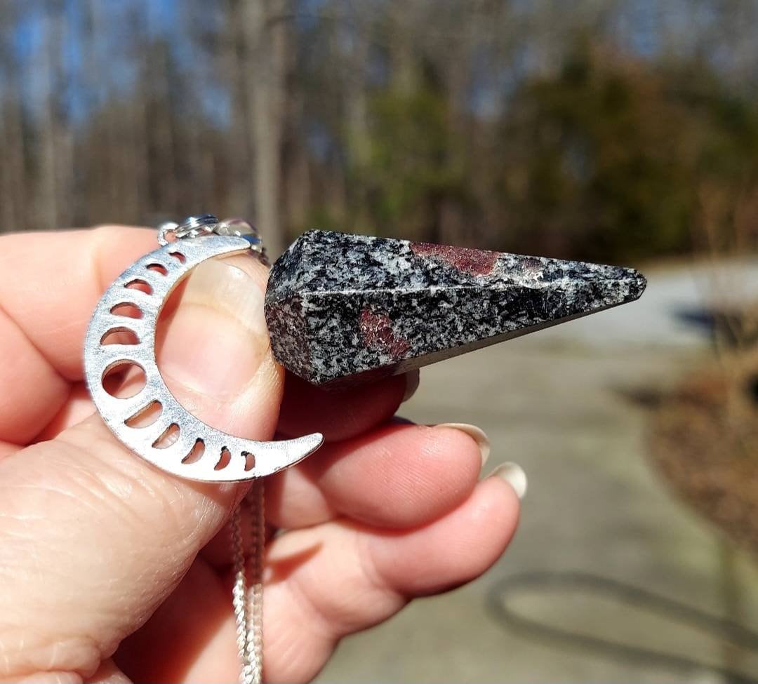 Spinal Matrix Stone Pendulum With a Moon Phase Charm - Etsy