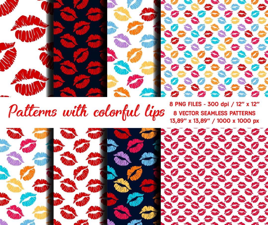 Lips Patterns,lips Digital Paper Pack,kiss Scrapbooking Papers,kisses ...