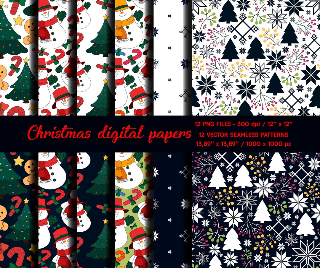 Christmas Patterns,christmas Digital Paper,christmas Scrapbook,winter ...