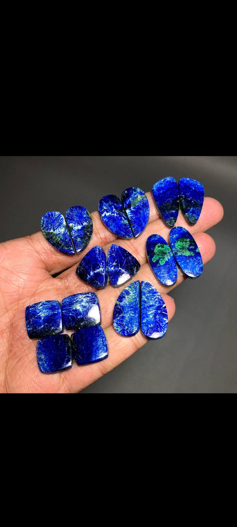 Rare ! Cosmic Indigo Azurite Cabochon Pair, Cosmic Gemstone for Jewelry ...