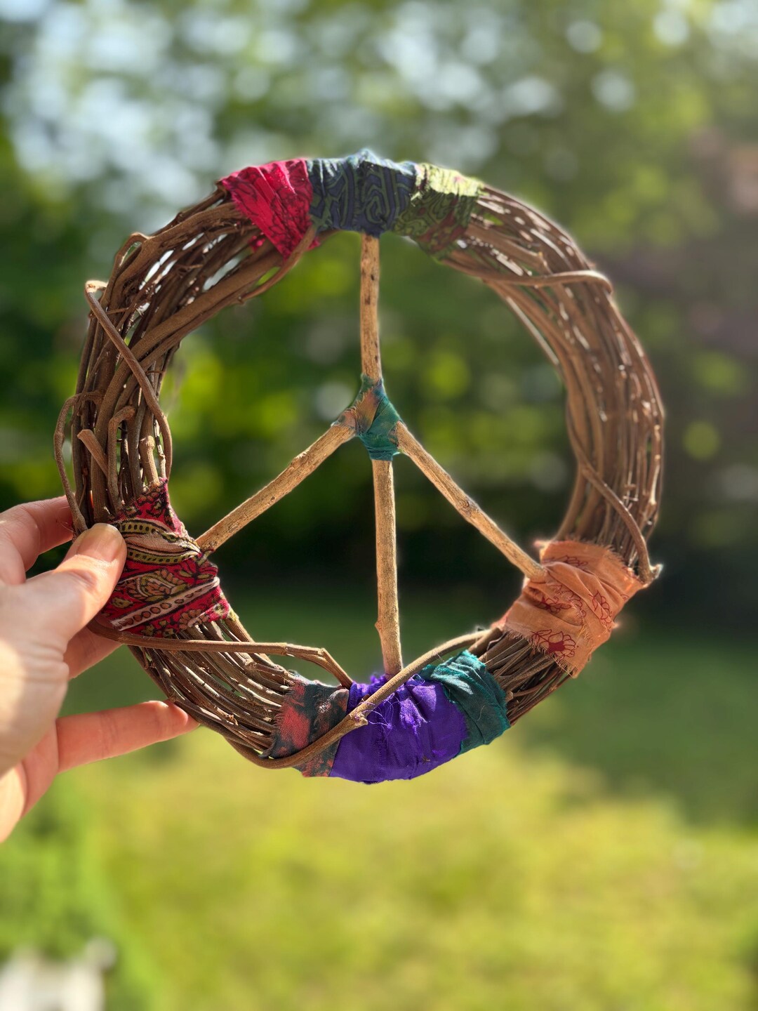 Small Peace Sign Wreath Summer Hippie Wall Decor Protest Boho Style ...