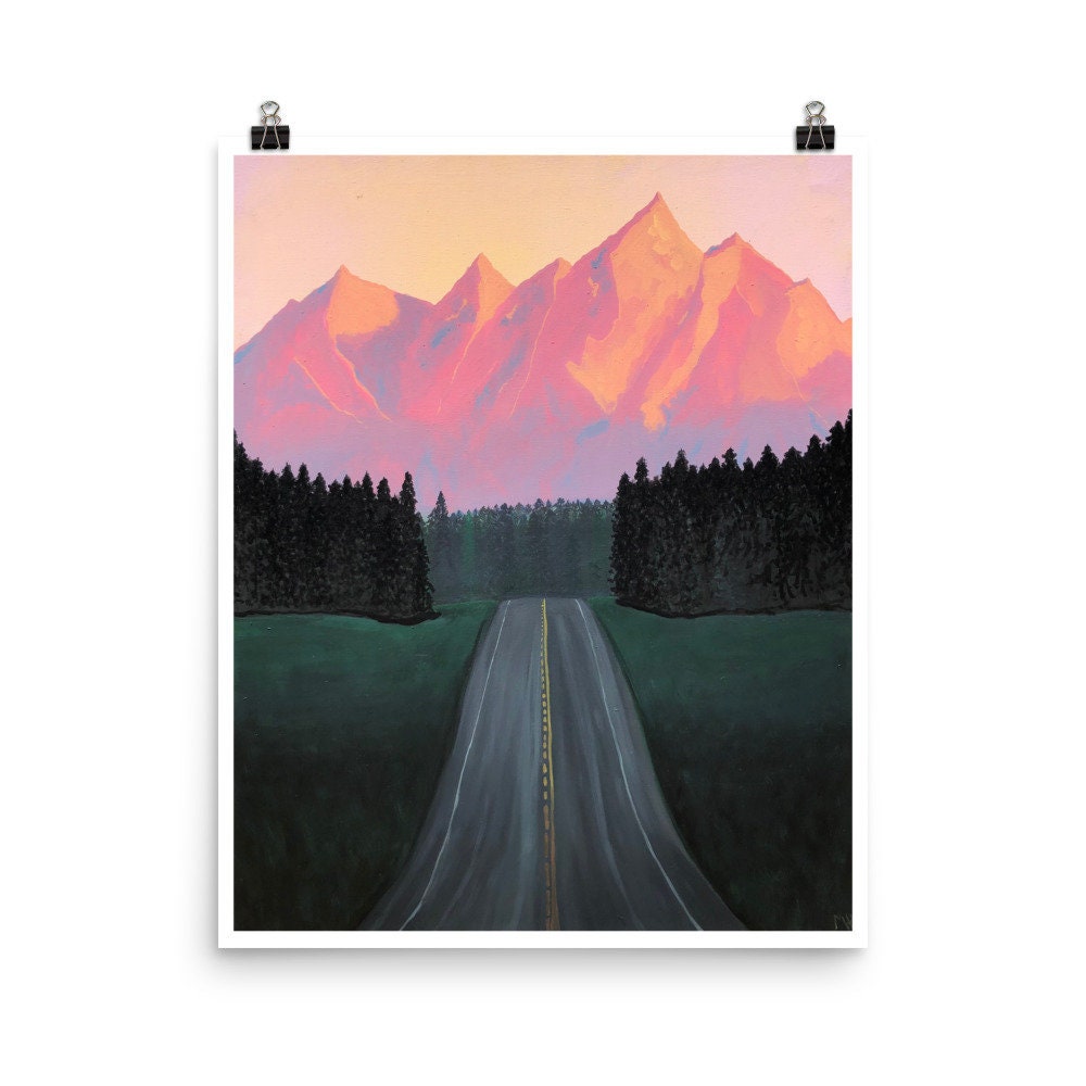 Sunrise at the Grand Tetons Poster | Mountain Range Wall Art | Wyoming ...