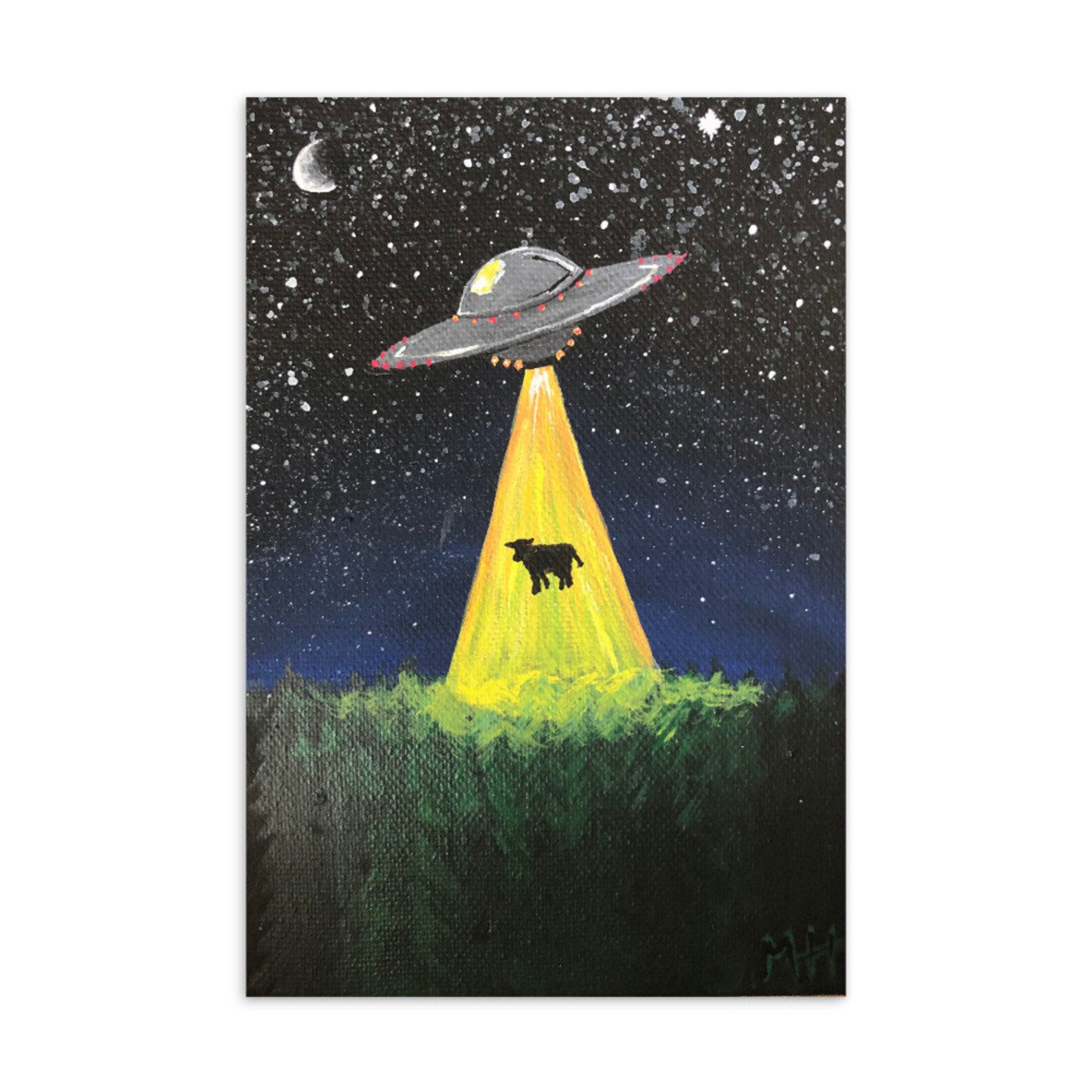 UFO Abduction Alien Art Sci-fi Decor Standard Postcard - Etsy