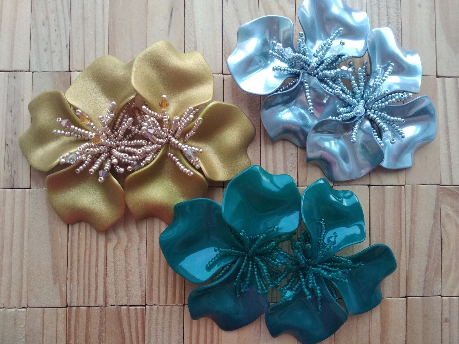 Unique Large Flower Button Burst Metallic Pink Clip on | Etsy