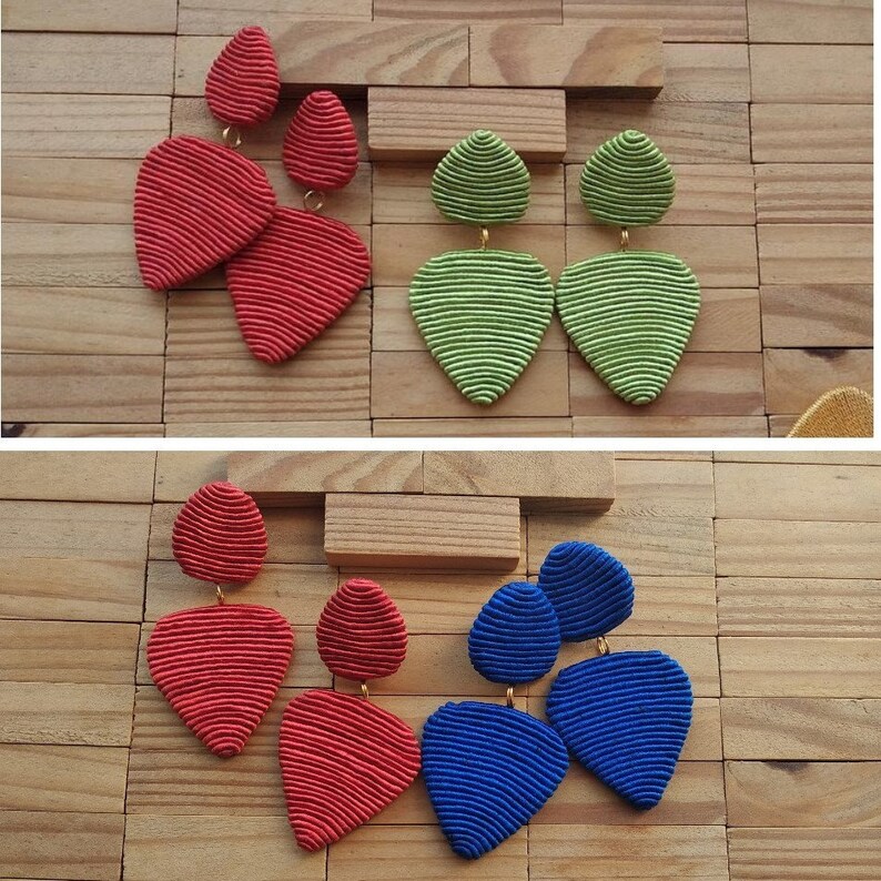 Red Pink Tahiti Bon Bon Clip on Earringsstud / Post Gold | Etsy