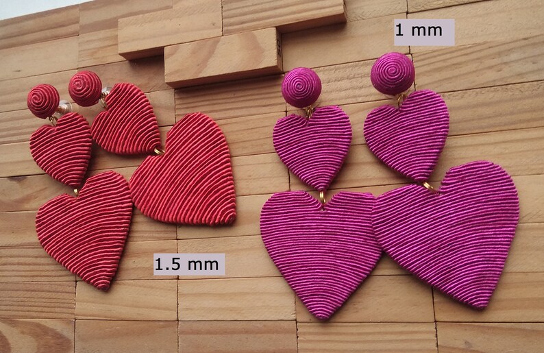 Red Cora Double Heart Bon Bon Clip on Earringsstud / Post | Etsy