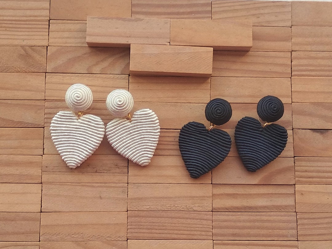 Ivory Navy Cora Mini Heart Bon Bon Clip on Earrings,stud / Post, Blue ...