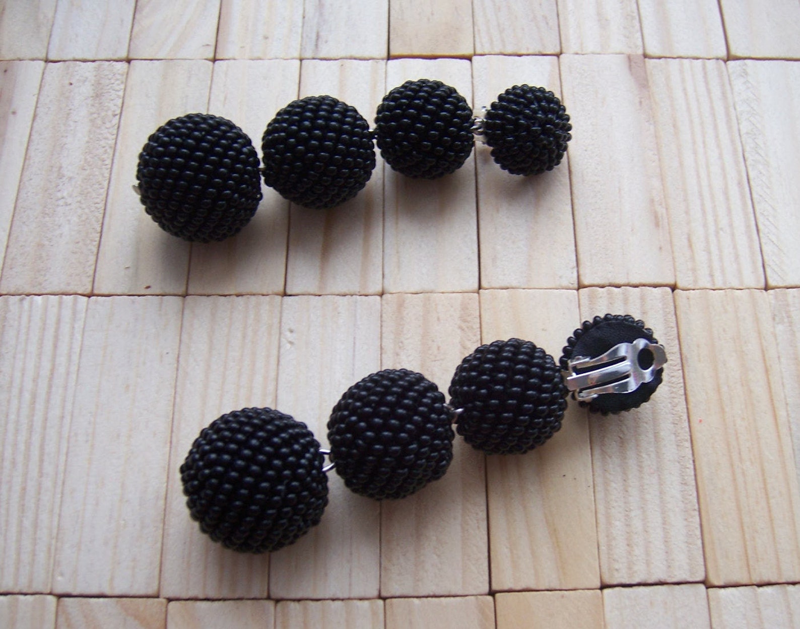 Bon Bon clip on Earrings 4 four balls gold silver red pink | Etsy