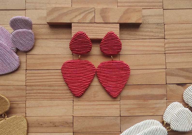 Red Pink Tahiti Bon Bon Clip on Earringsstud / Post Gold | Etsy