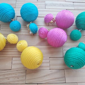 Turquoise Bon Bon Clip on Earrings, Black Blue Yellow Pink Green Bon ...