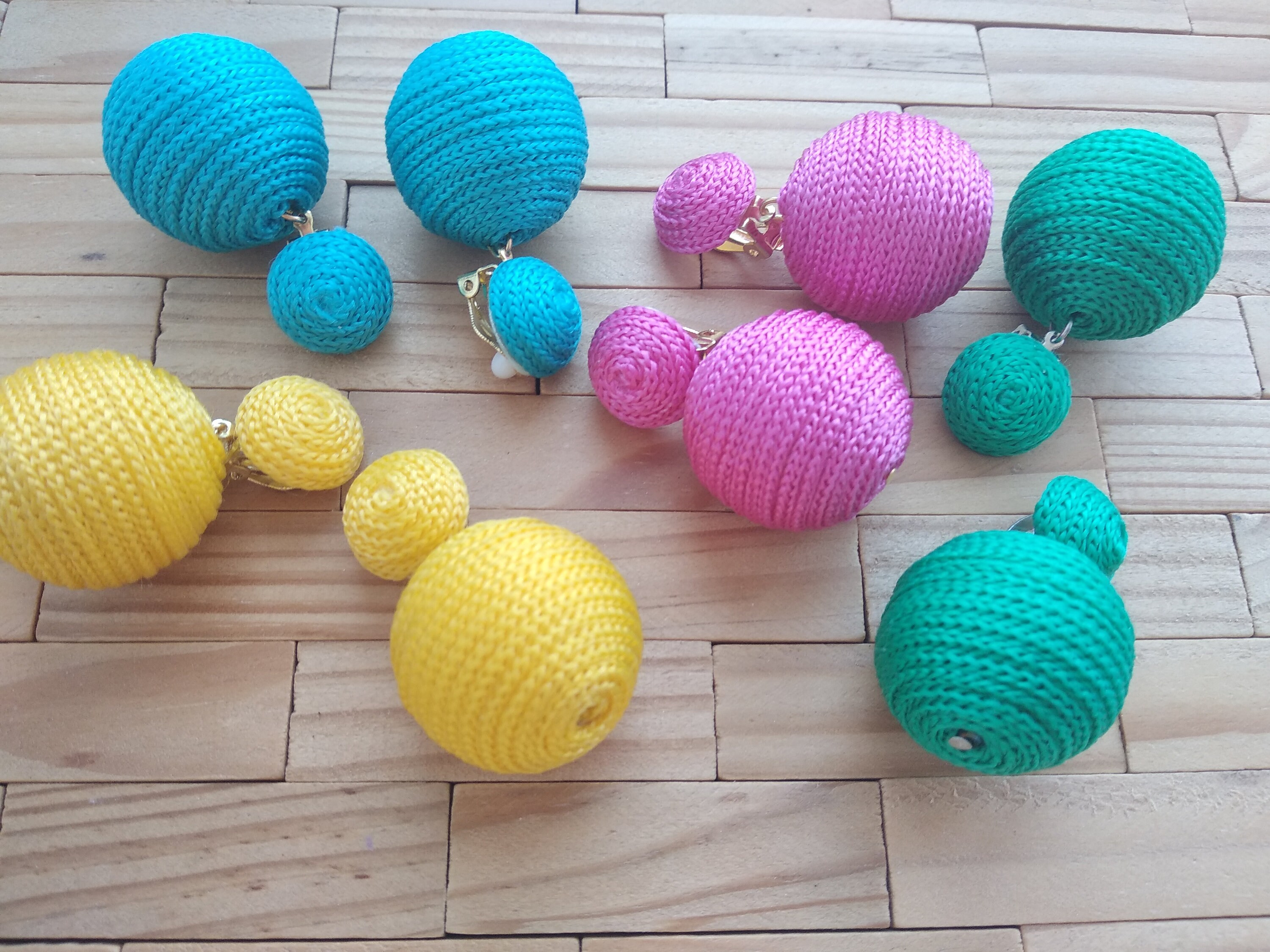 Turquoise Bon Bon Clip on Earrings Black Blue Yellow Pink - Etsy