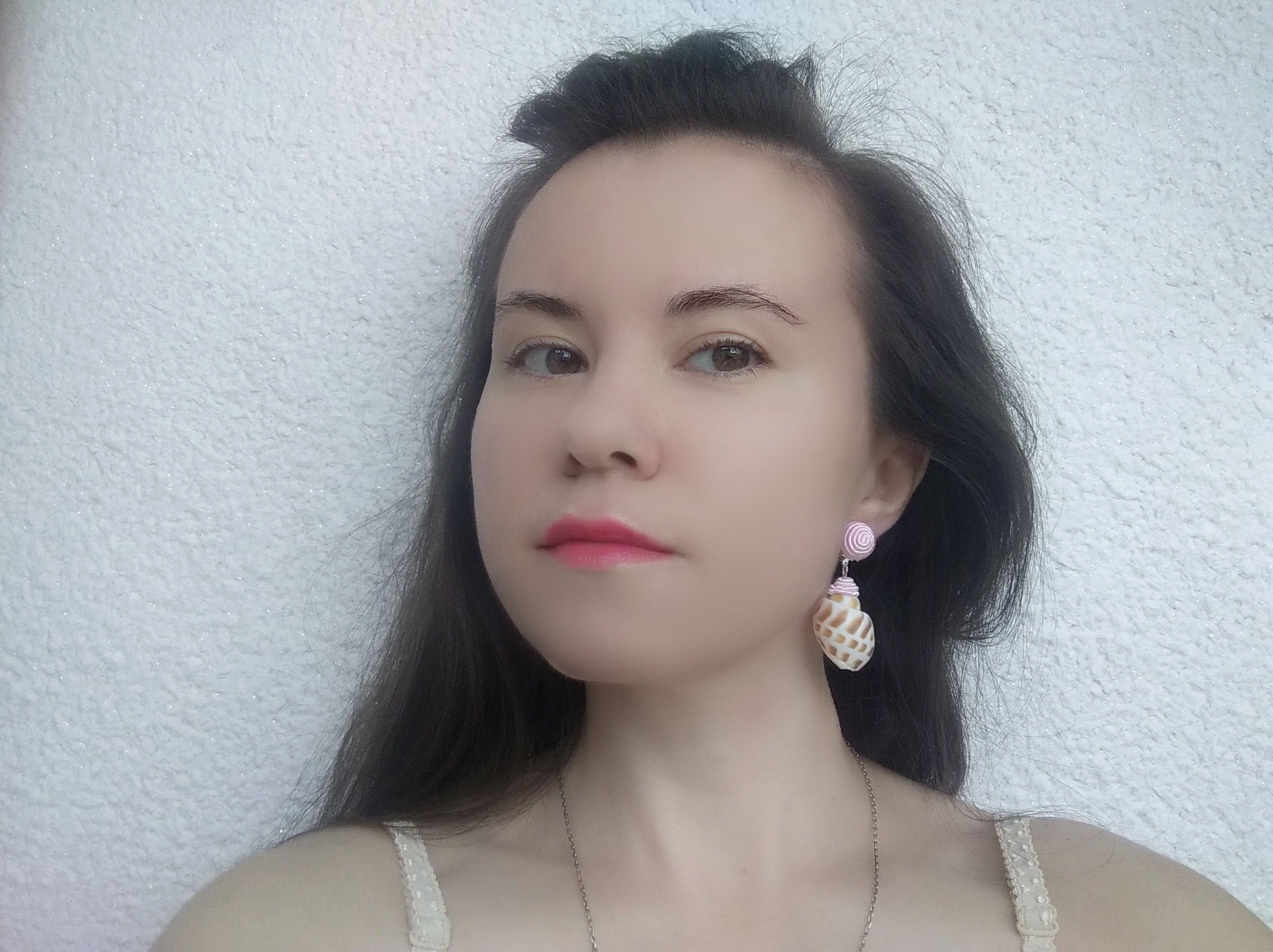 Small Pink White Shell Bon Bons Clip on Earrings Ivory Beige - Etsy