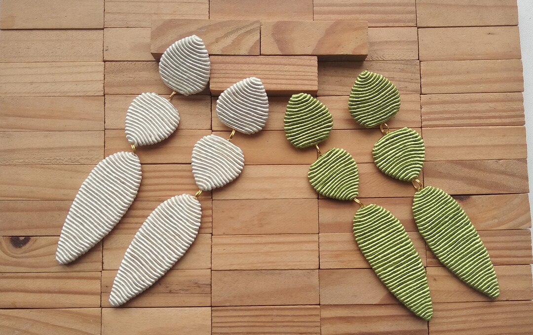 Ivory Olive Jacaranda Bon Bon Clip on Earrings,stud / Post, Gold Beige ...