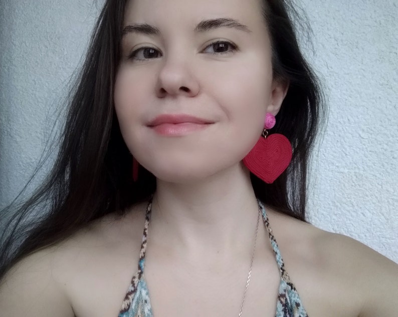 Cora Heart Pink Red Bon Bon Clip on Earrings Stud / Post Two - Etsy