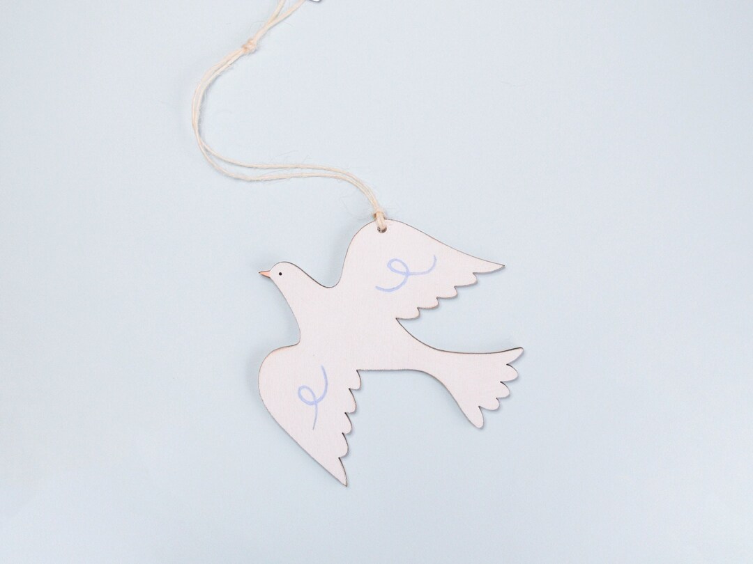 Hand Painted White Dove Christmas Decoration Rustic Look - Etsy