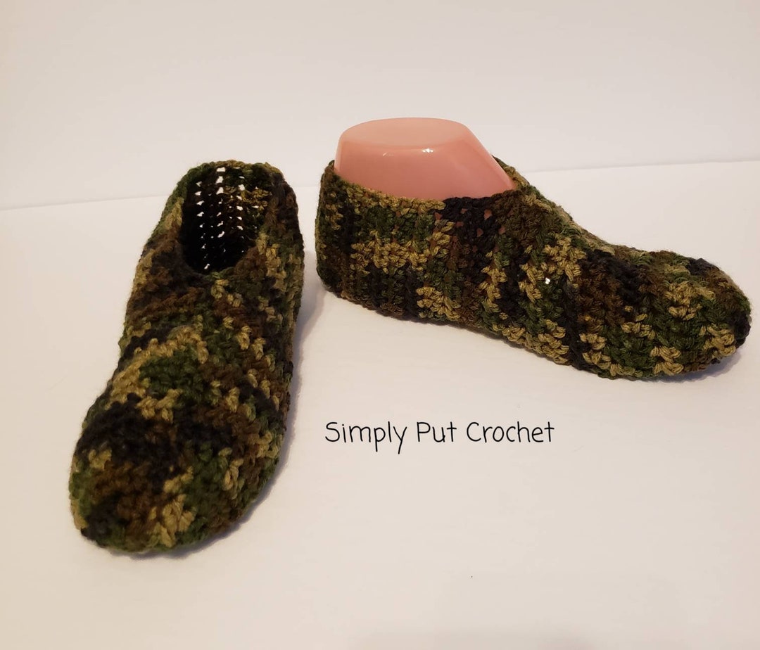 Men's Slippers, Elderly Crochet House Slipper, Manly Knit Slipper Socks ...