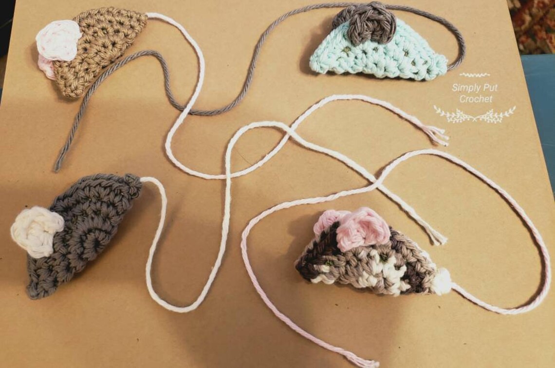 Kitty Mouse Toys Catnip Crochet Mice Crinkle Cat Toys Set | Etsy