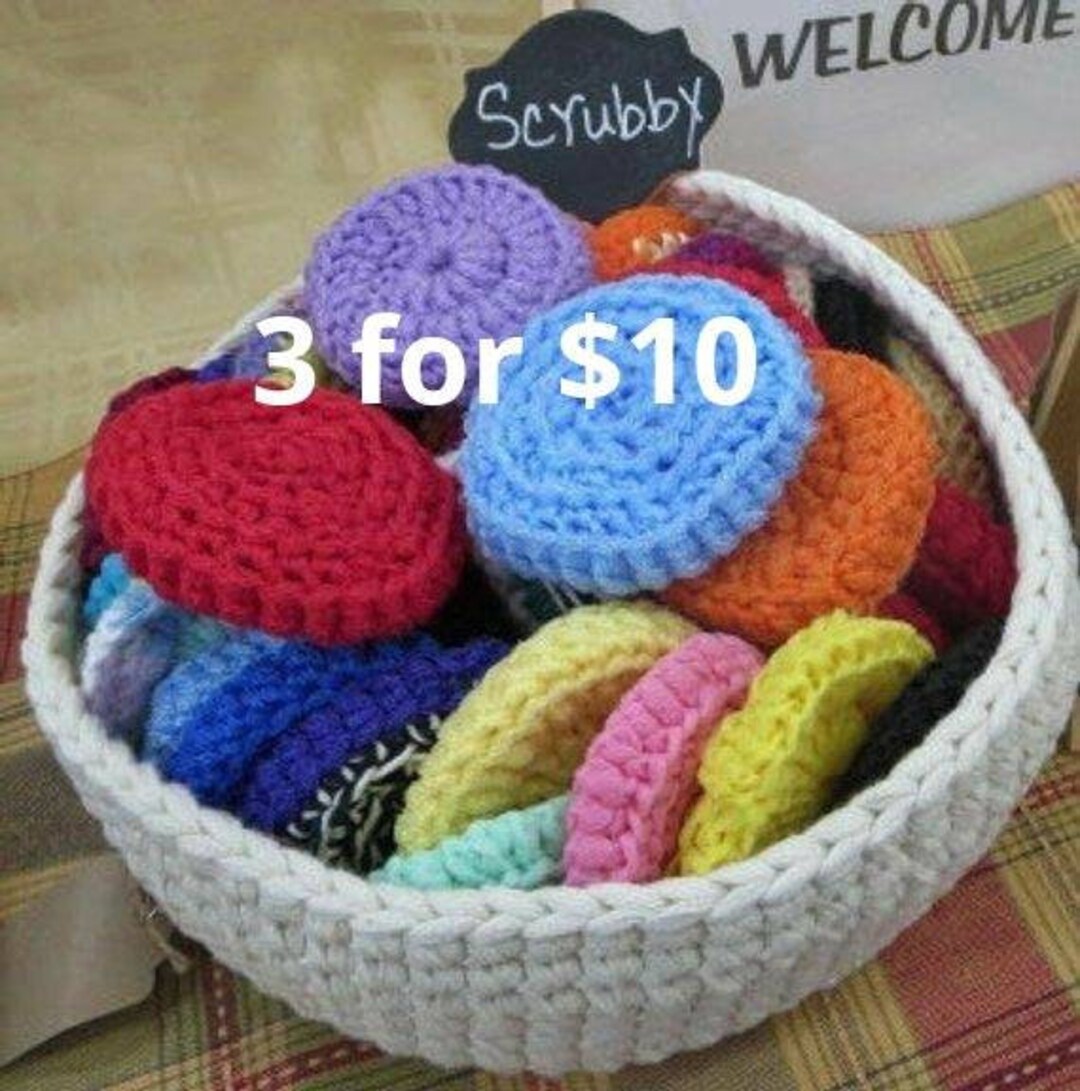 Nylon Net Scrubbies Set of 3 Crochet Pot Scrubbers Mesh - Etsy