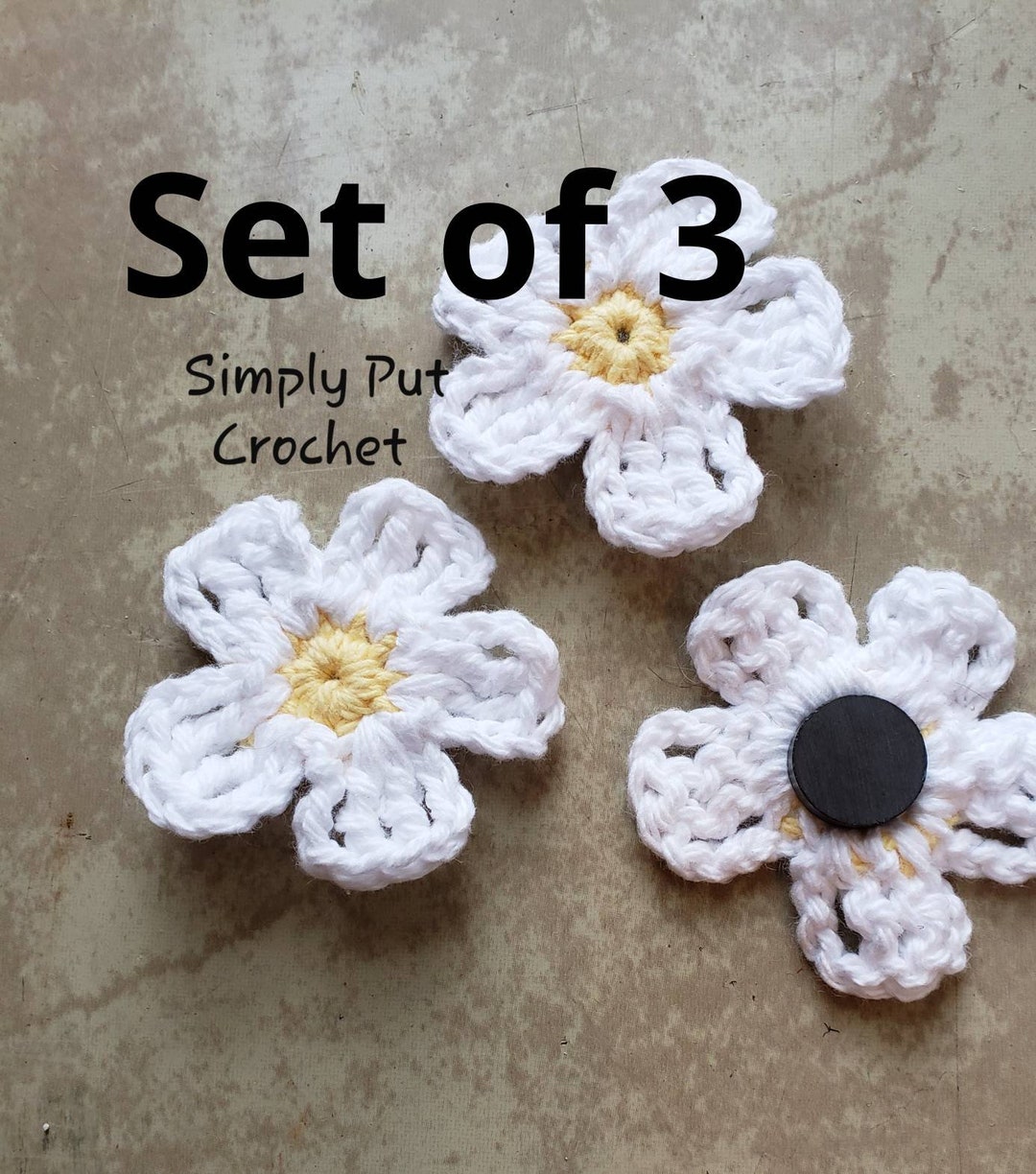 Daisy Flower Magnets, Handmade Crochet Cotton Magnets, Summer Daisy ...