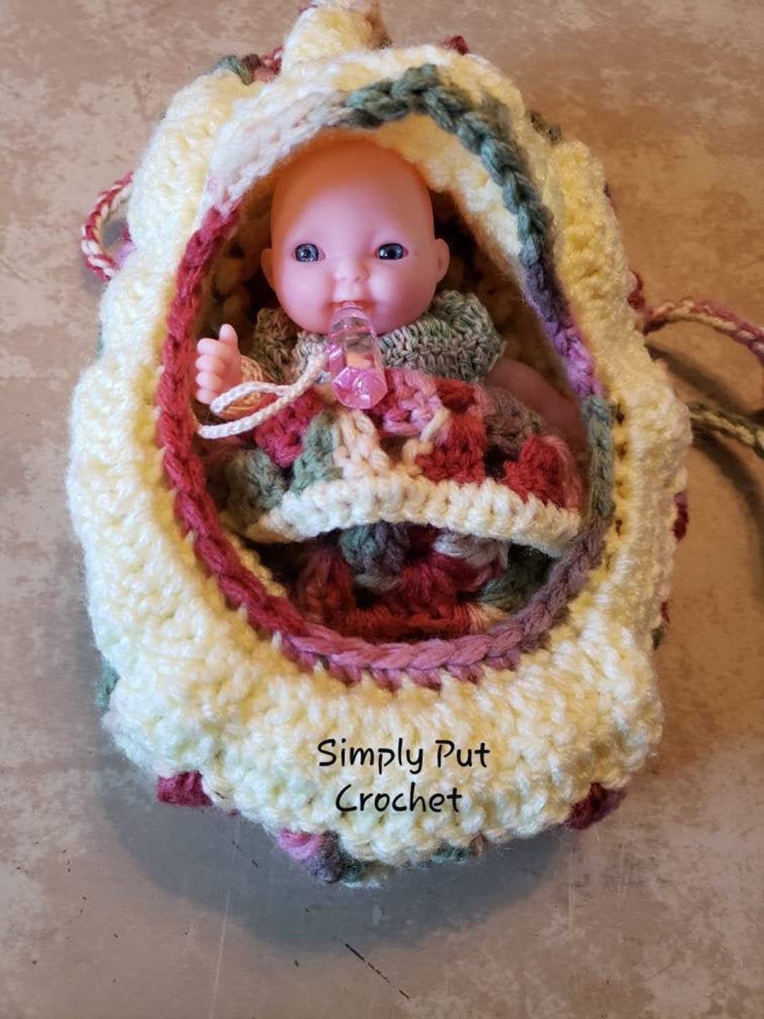 Crochet Cradle Purse Doll and Accessories in Bag Busy Play - Etsy