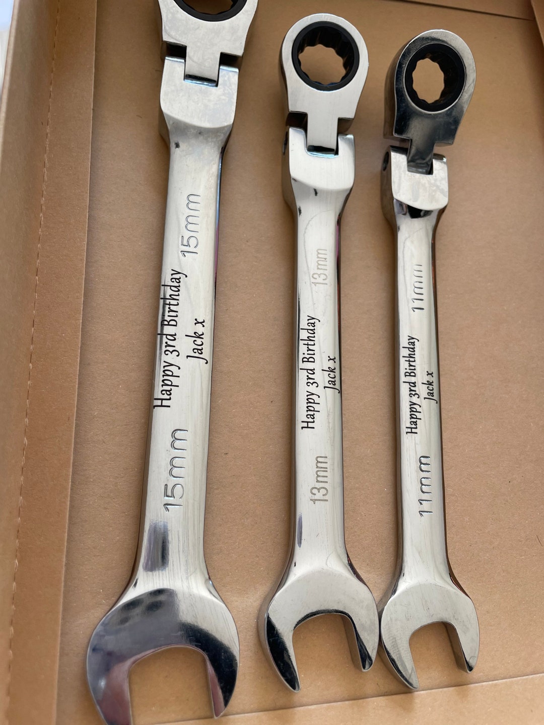 3 Piece Spanner Set Engraved With Name or Message Different Engraving ...