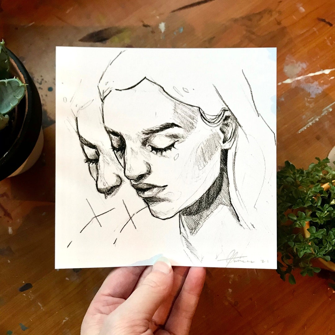 Lost in Thought Art Print Pencil Drawing Wall Hanging - Etsy