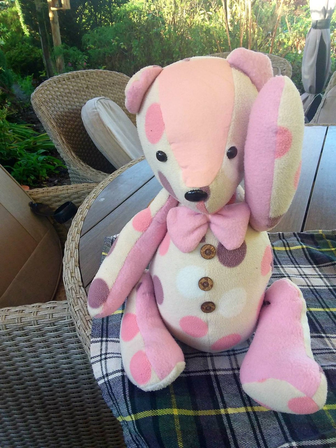Spotty Bear/jointed With Buttons/ Different/ Pink/brown/gc/1990s - Etsy