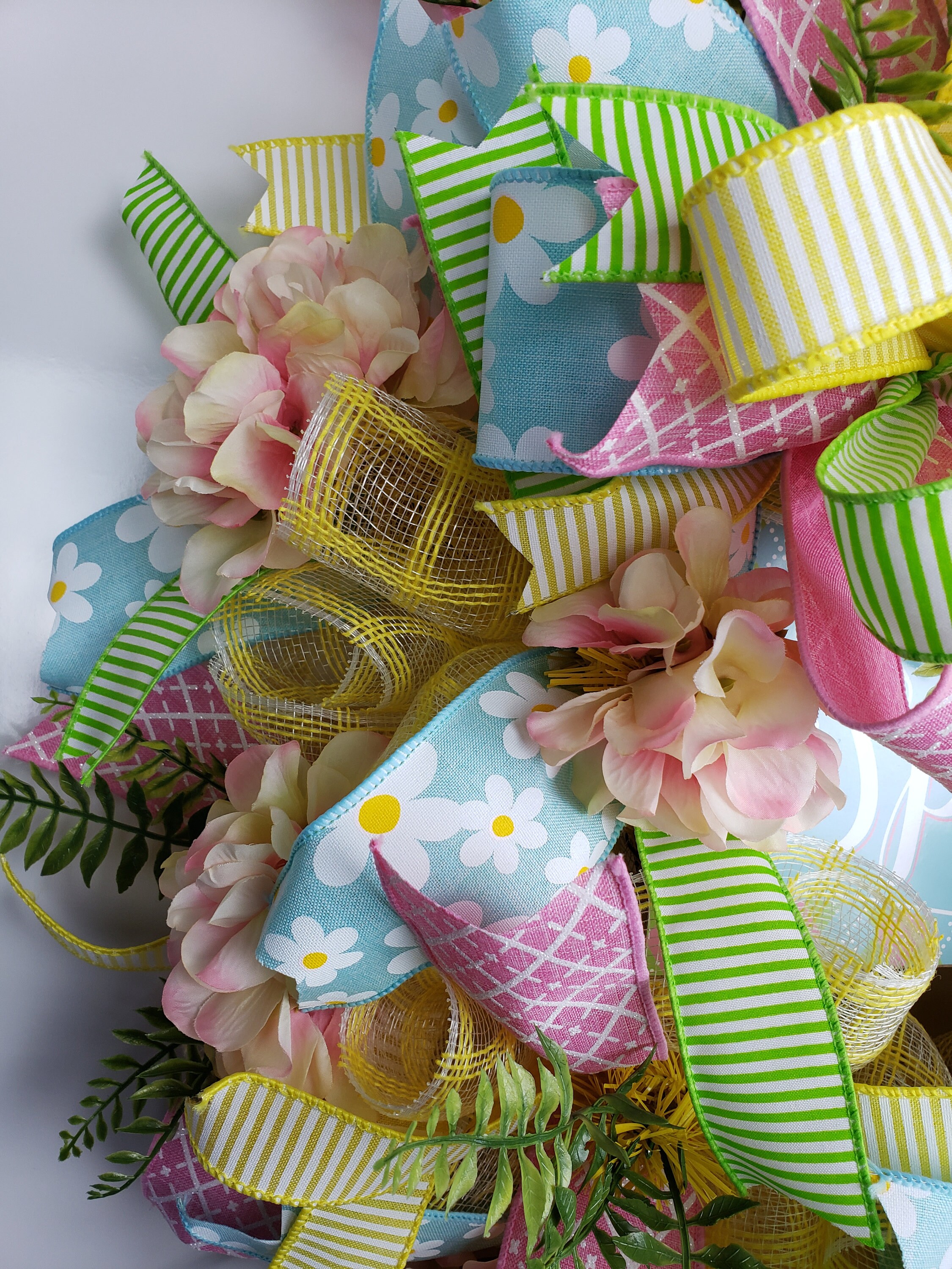 Hello Spring Wreath Spring Deco Mesh Wreath Spring Floral - Etsy