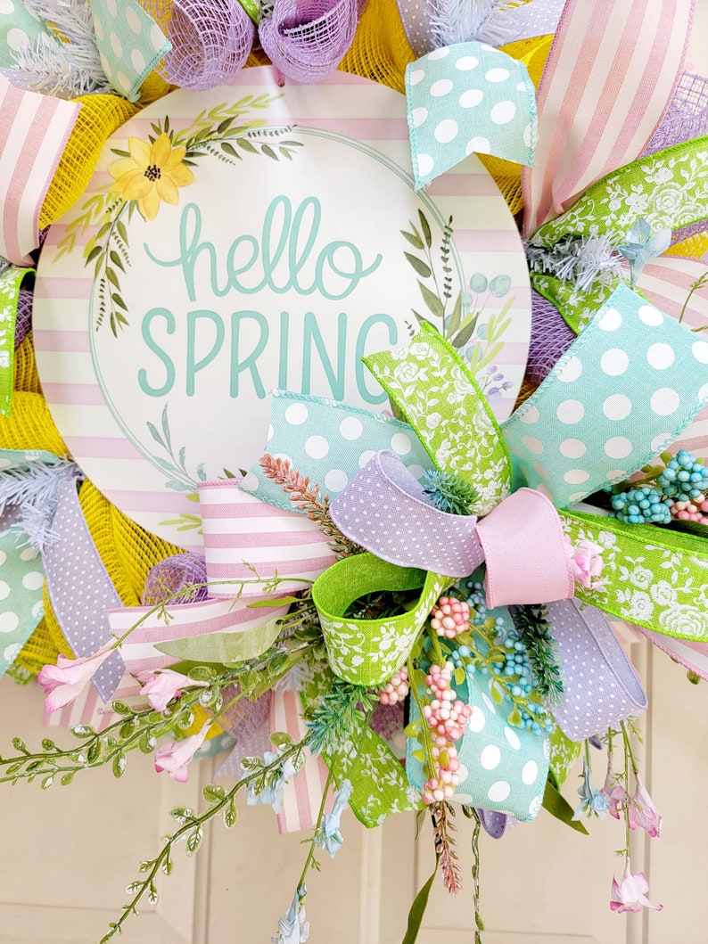 Hello Spring, Spring Wreath, Spring Floral, Spring Wreath for Front ...