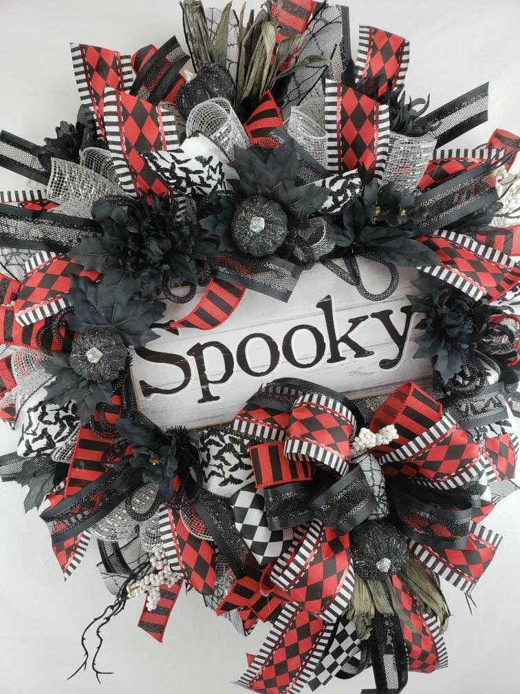 Spooky Wreath, Halloween Wreath for Front Door, Halloween Decor, Gothic ...