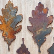 Metal Oak Leaves 4 Inch Tall Rusty Fall Decoration Art - Etsy