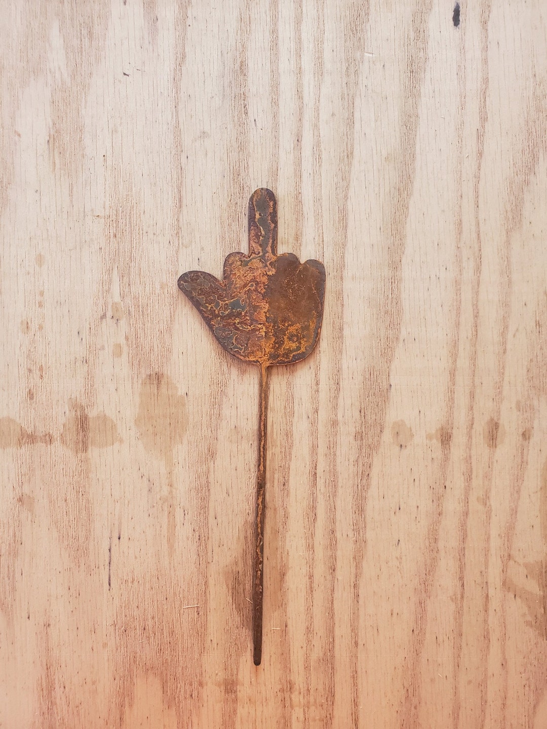 Middle Finger Plant Stake Small Indoor Plant Rusty Decoration - Etsy