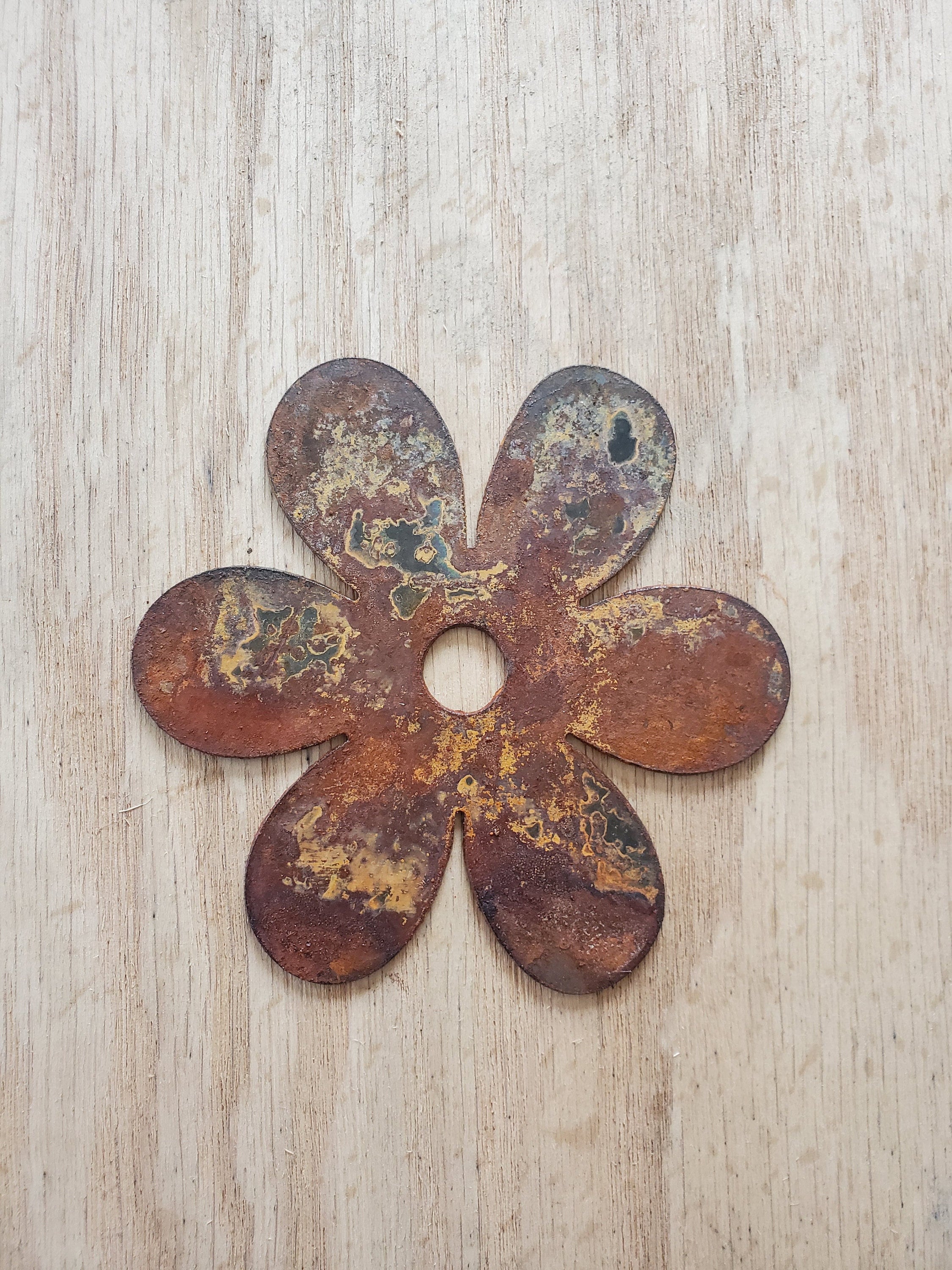 Rusty Metal Flower Head 4 Inch Tall Fall Decoration Art - Etsy