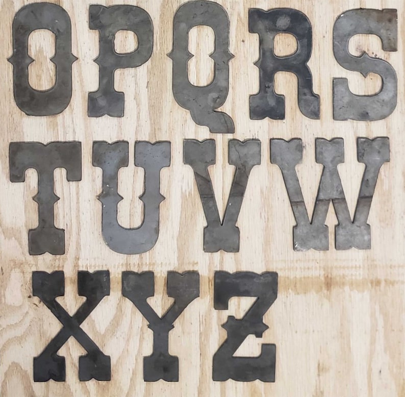 4 Inch Letters Alphabet PER LETTER Rusty Western Style Metal Steel Wall ...