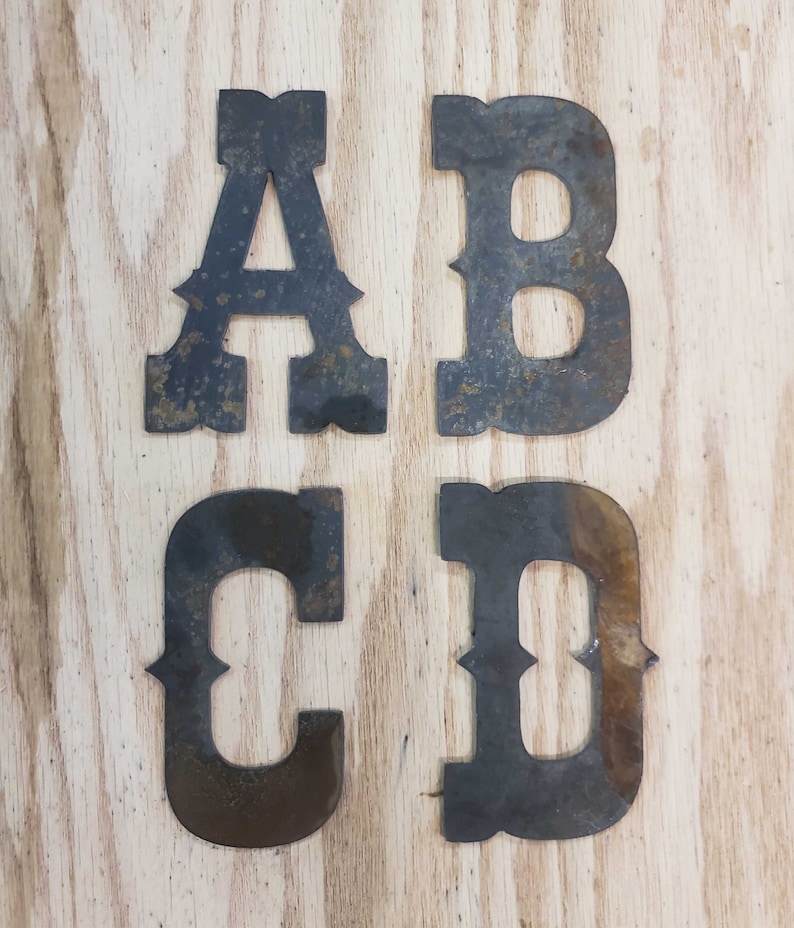 4 Inch Letters Alphabet PER LETTER Rusty Western Style Metal Steel Wall ...
