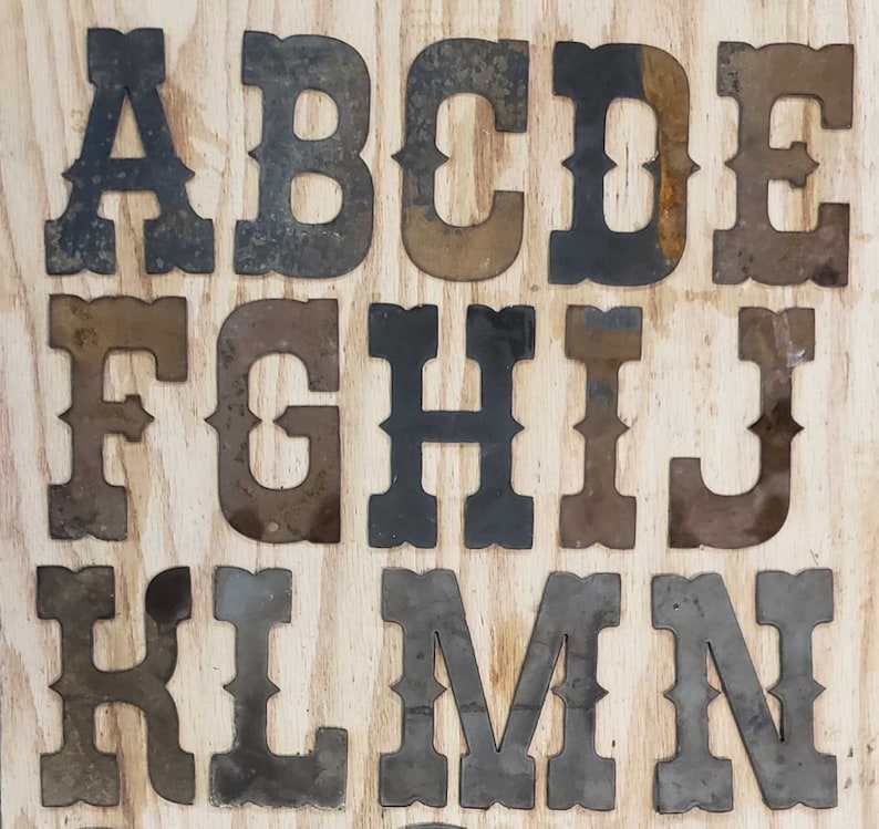 4 Inch Letters Alphabet PER LETTER Rusty Western Style Metal Steel Wall ...