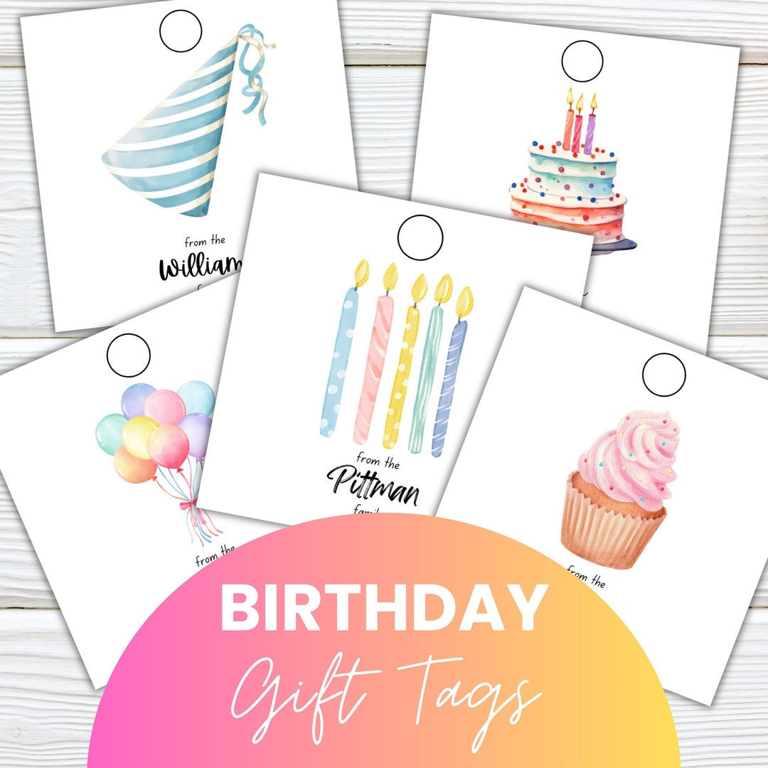 Personalized Birthday Gift Tags - Etsy