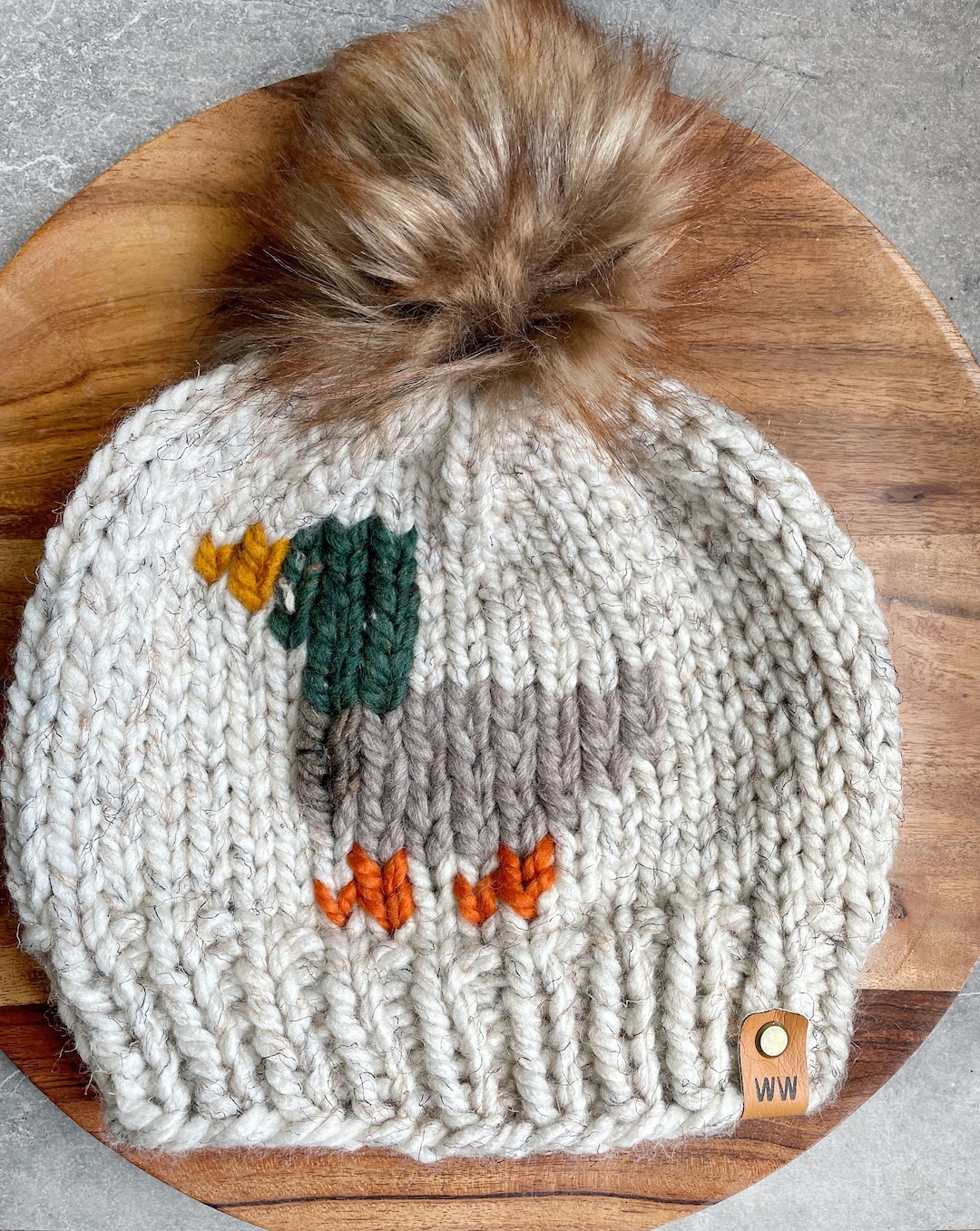 Women’s Knit Duck Beanie, Knit Hat, Duck Mom, Farm Wear, Homestead ...