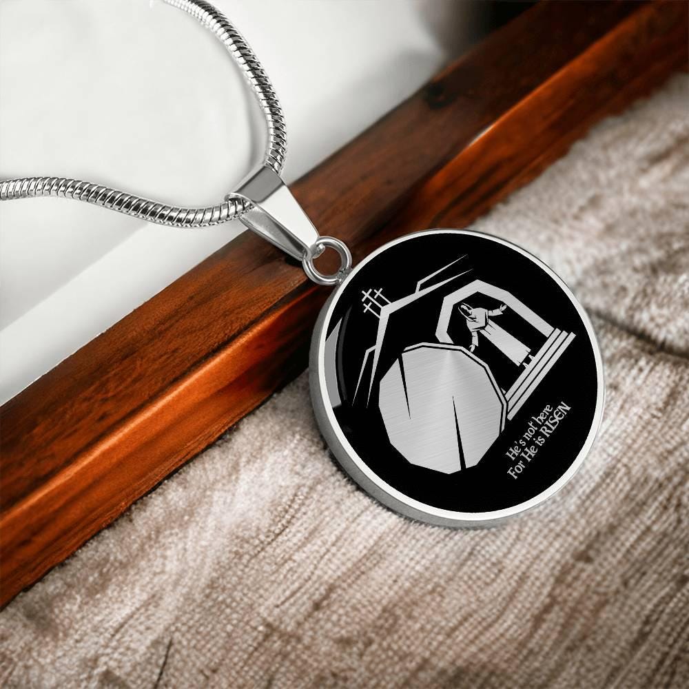 Empty Tomb Necklace He is Risen Pendant Christian Jewelry Gold Silver ...