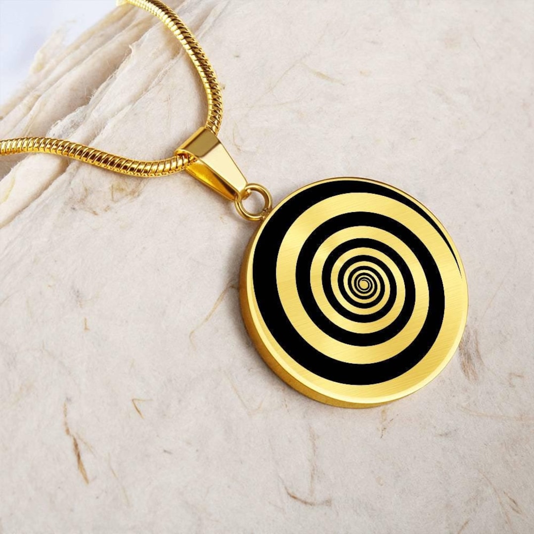 Hypnotic Necklace Spiral Pendant Twilight Zone Jewelry Gold Silver ...