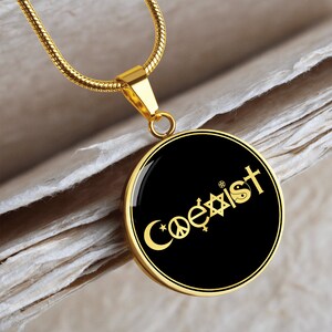 Coexist Interfaith Atheist Necklace Jewelry Pendant Gold Silver Charm ...