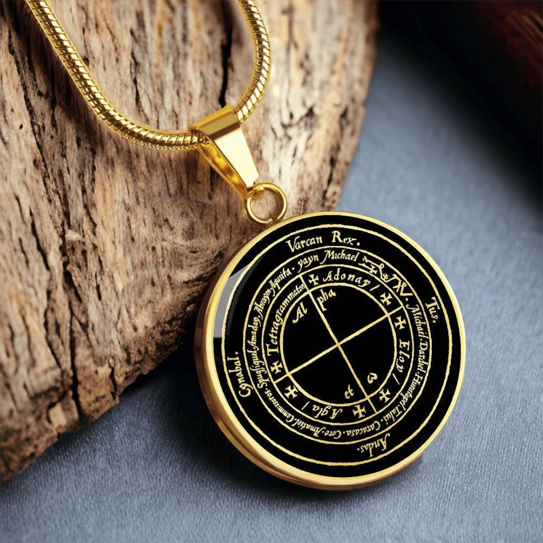 Protection Amulet Talisman Alpha Omega Heptameron Magic Circle Necklace ...