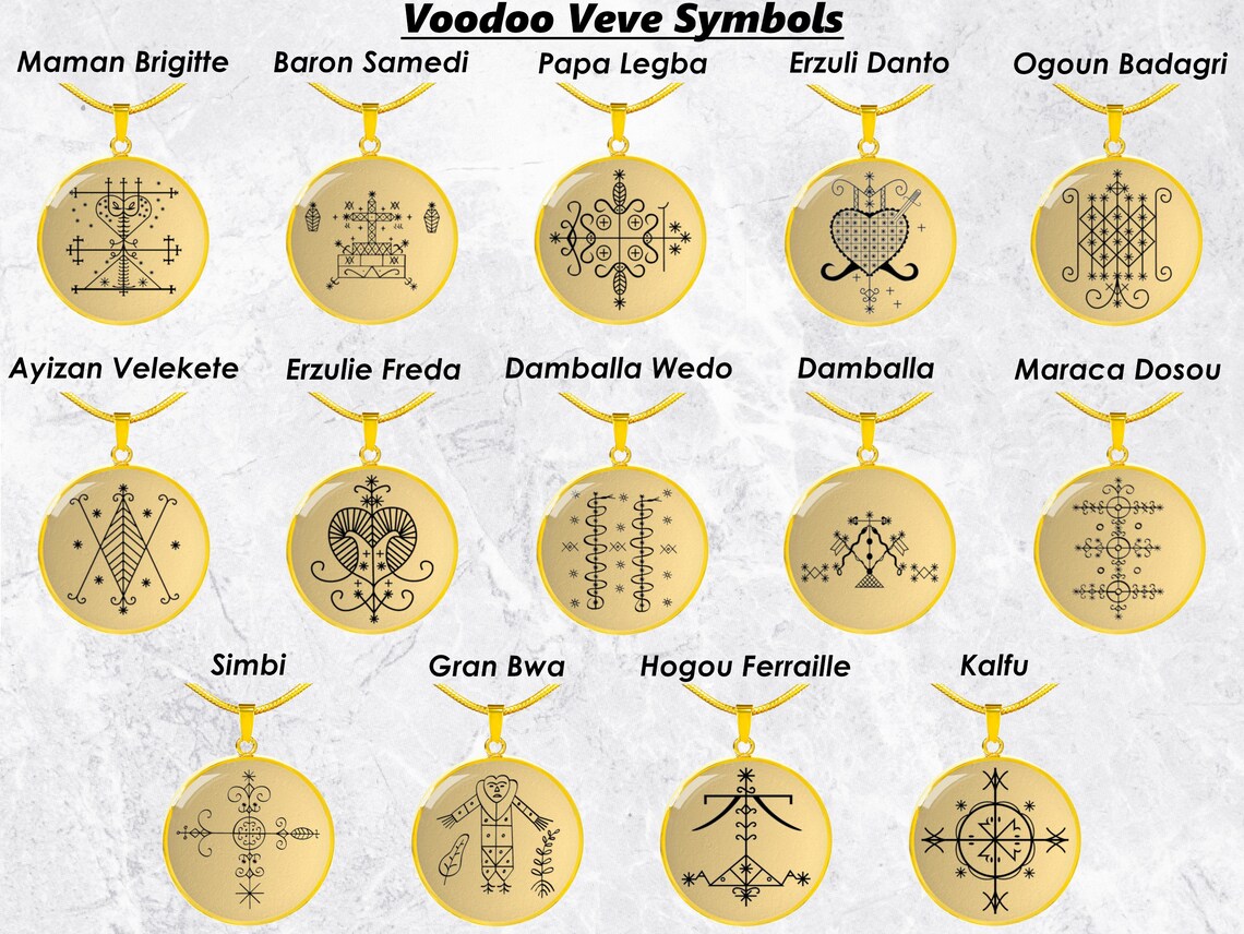 Kalfu Voodoo Veve Necklace Jewelry Witchy Pendant Amulet - Etsy