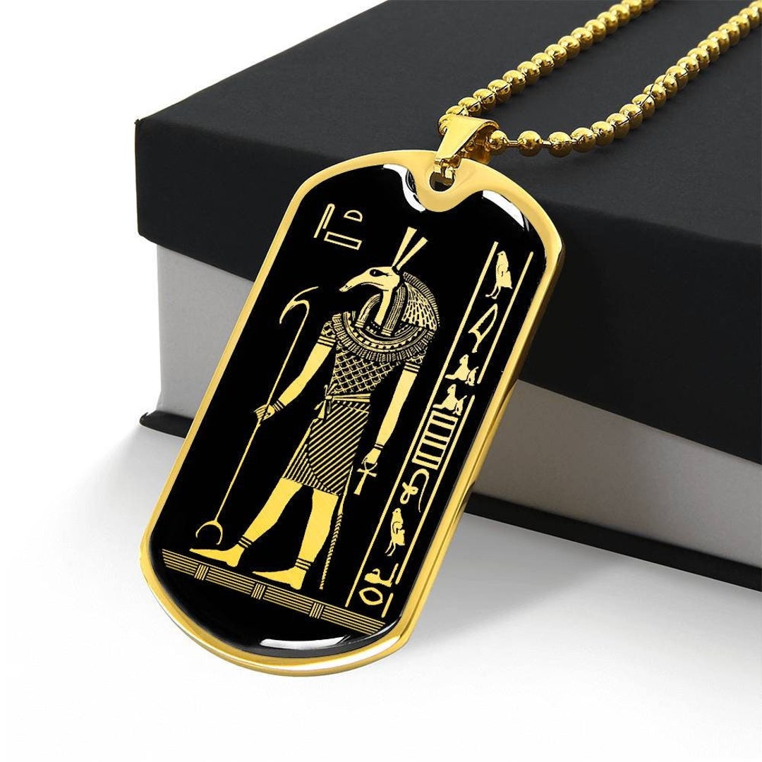 Egyptian God Seth Necklace Cartouche Pendant Jewelry Gold Silver Amulet ...