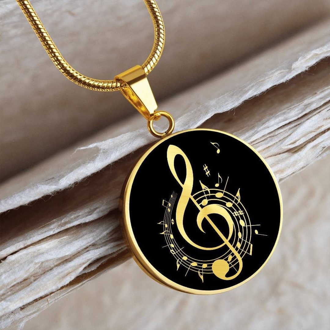 Music Note Necklace Treble Clef Jewelry Pendant Gold Silver Charm - Etsy