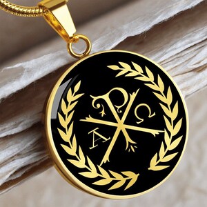 Chi Rho Cross Necklace Catholic Pendant Orthodox Jewelry Gold Silver ...